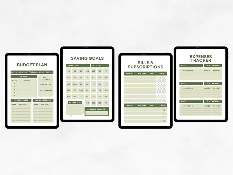 Monthly Budget Planner Printable Template Digital Planner for Tablet ...
