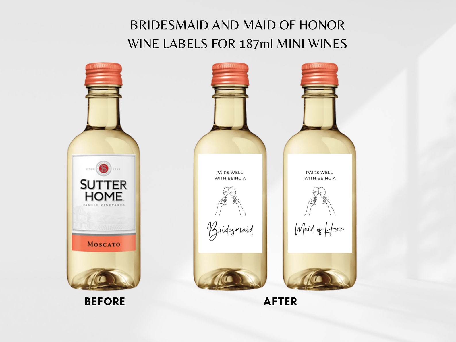 Printed Wine Labels Bridesmaid Gifts, Maid of Honor Proposal Box ...