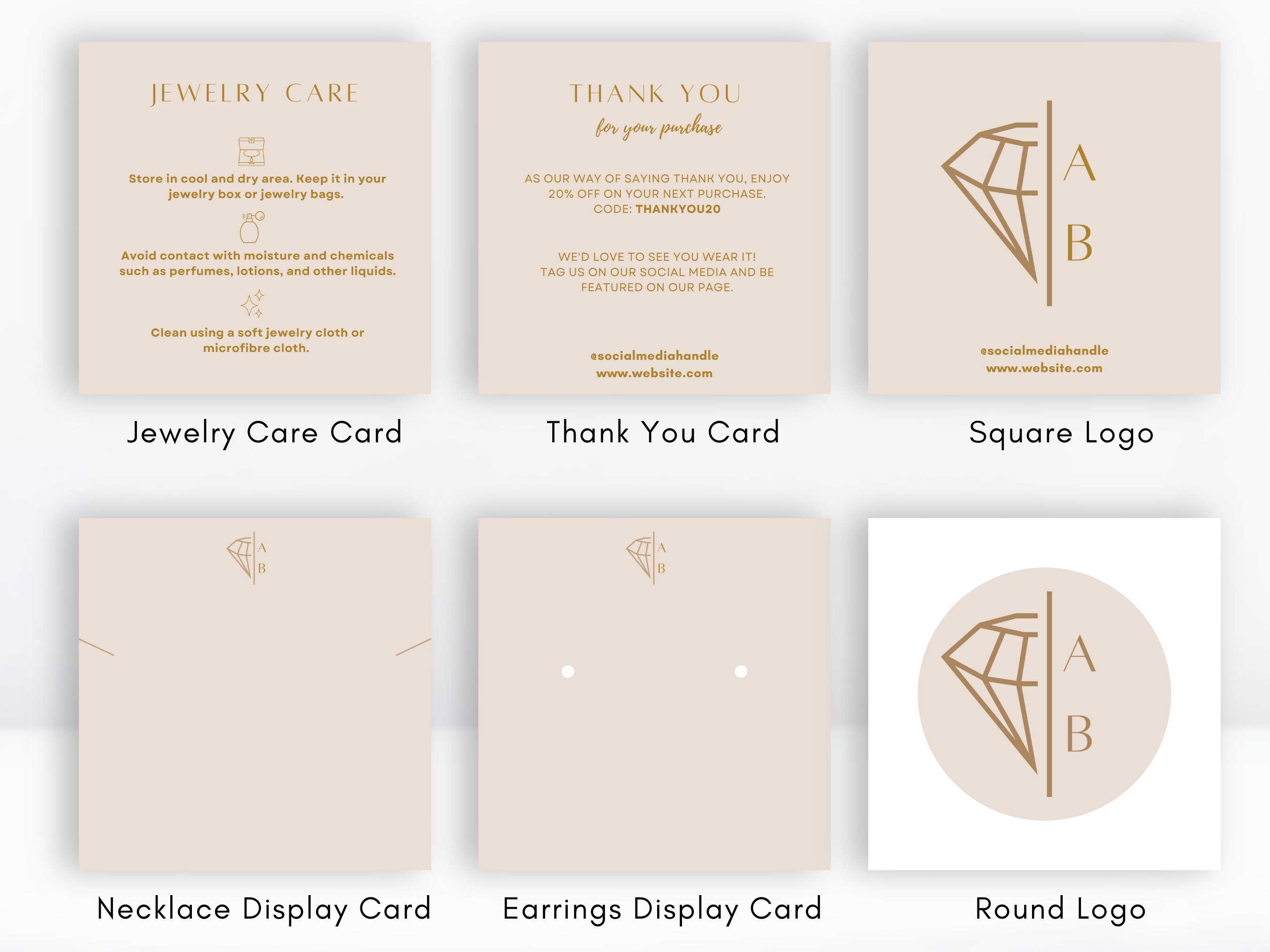 Jewelry Packaging Templates Small Business Branding Logo Printable ...