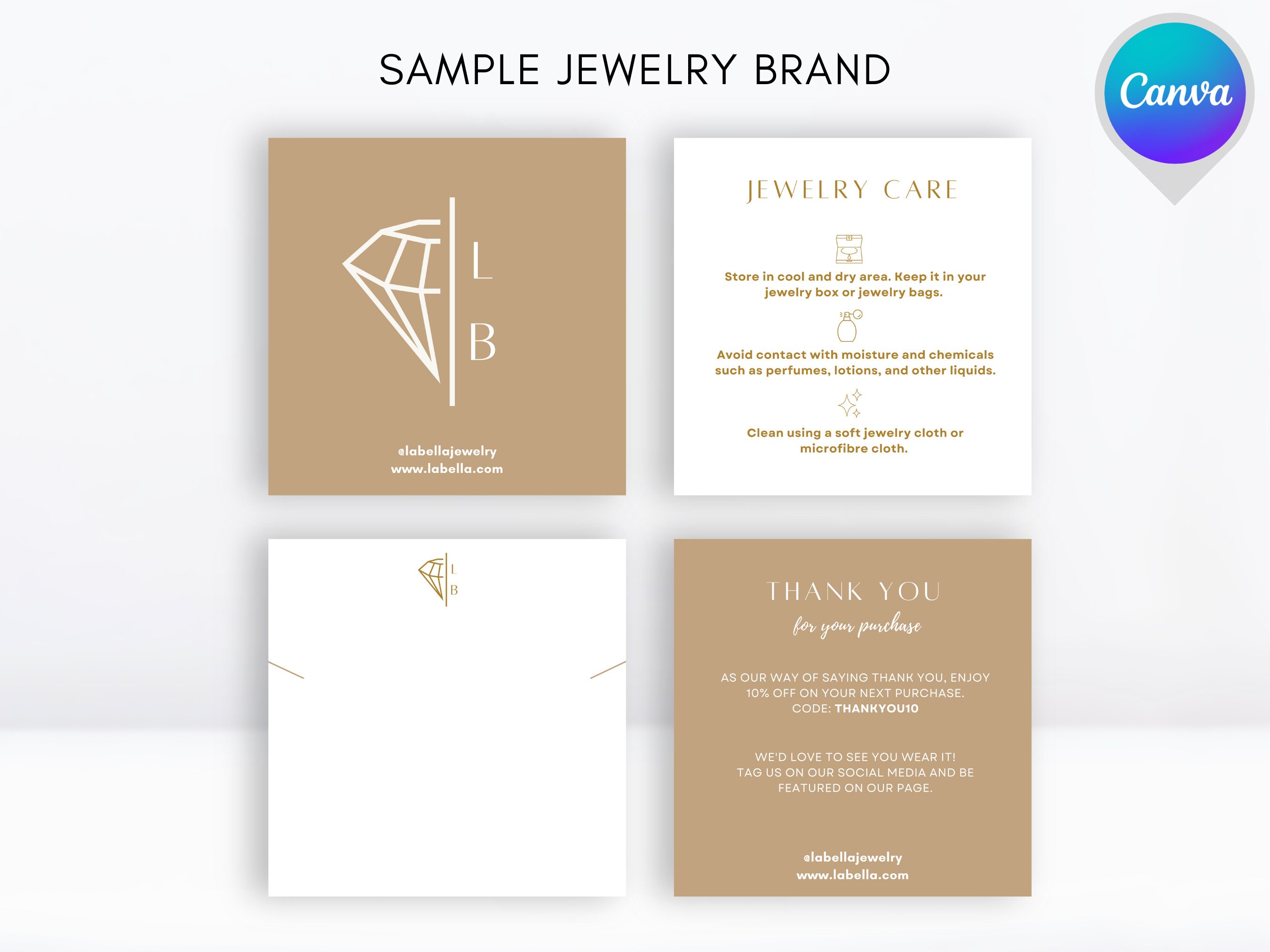 Jewelry Packaging Templates Small Business Branding Logo Printable ...