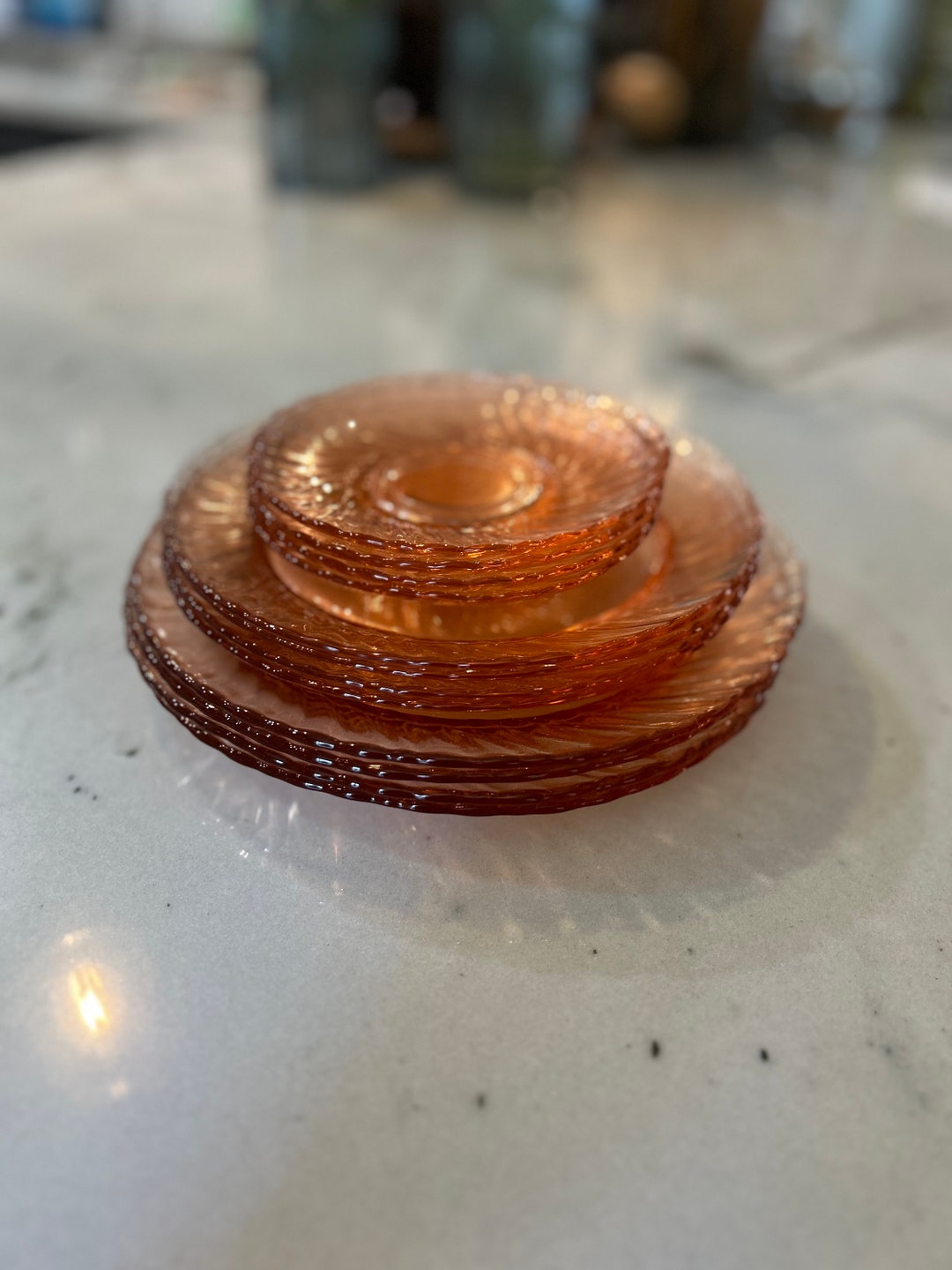 Arcoroc Rosaline Pink Swirl Plate Set - Etsy