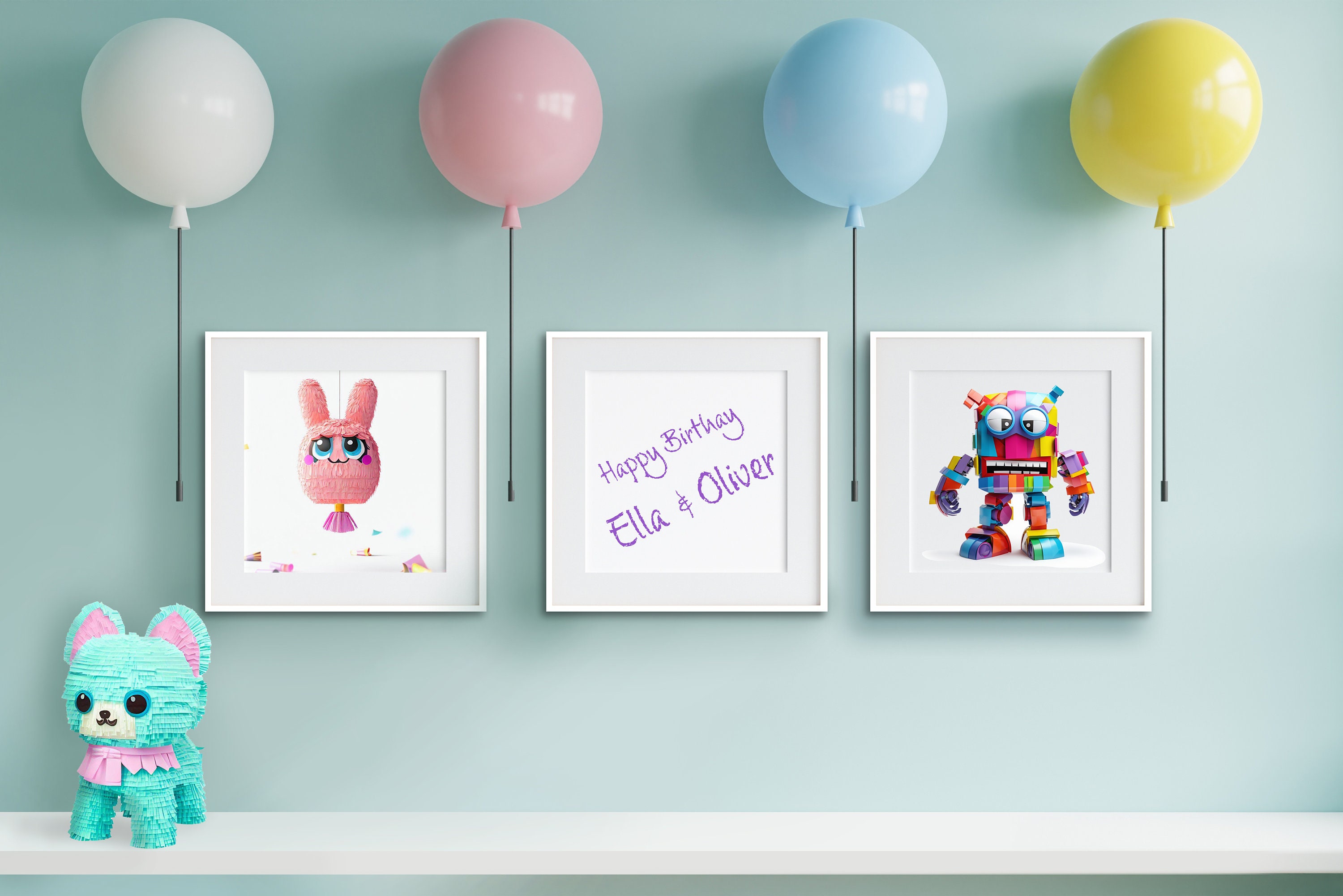Piñata Art - Set of 3 Prints for Nursery, Kids' Room, Wall, and Bedroom ...