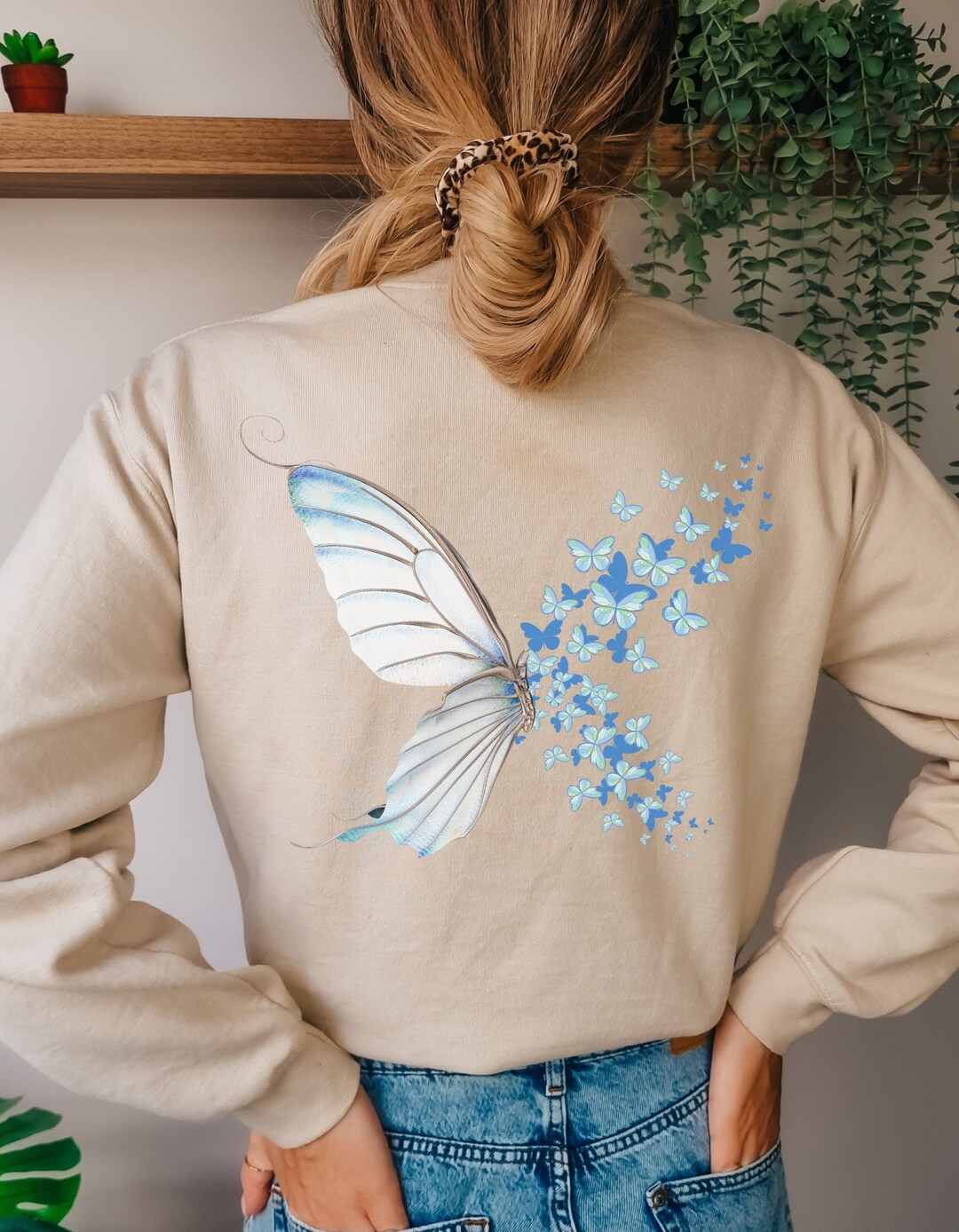 Butterfly Sweater, Cute Butterfly Gift, Butterflies Pullover for Girls ...