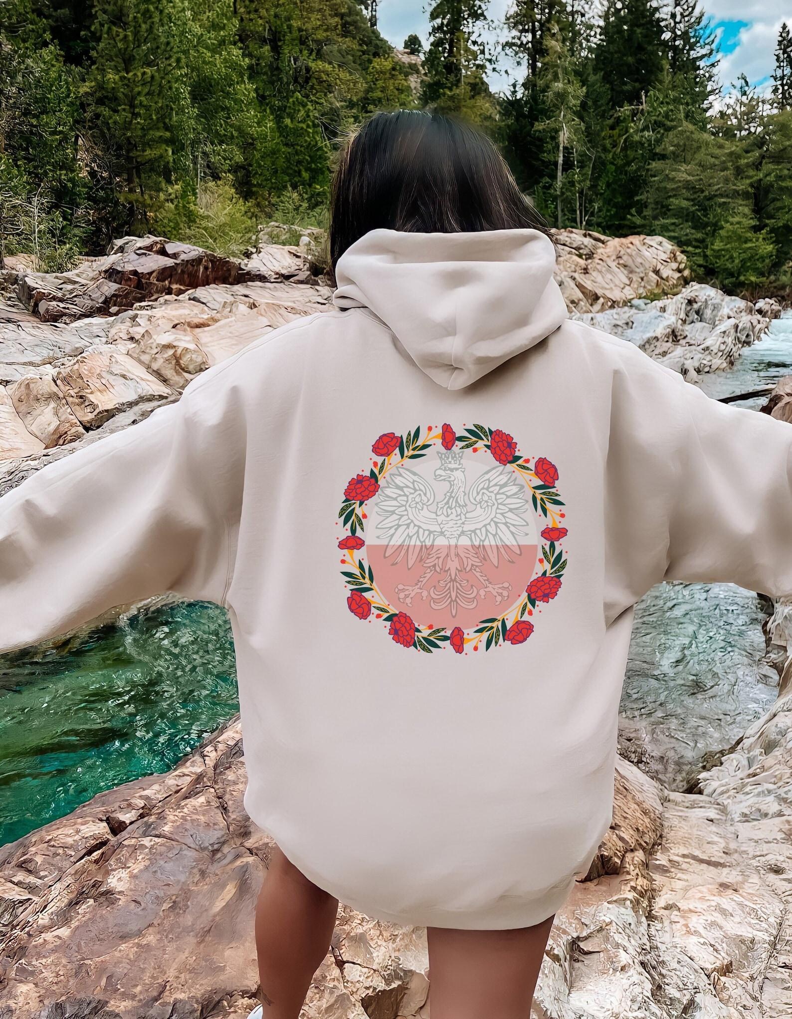 Polska Sweater, Polish Floral Eagle Pullover Sweater, Polish Folk Art ...