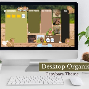 Capybara Theme Desktop Wallpaper Organiser. for - Etsy