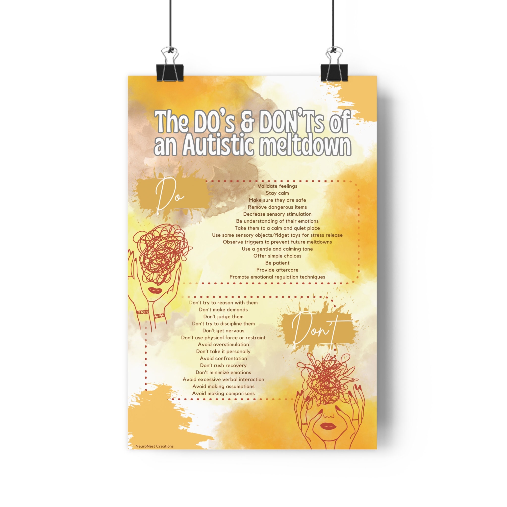 Autistic Meltdown Do's & Don'ts Poster yellow - Etsy
