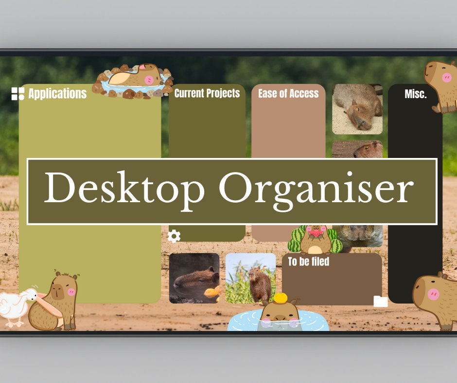 Capybara Theme Desktop Wallpaper Organiser. for - Etsy