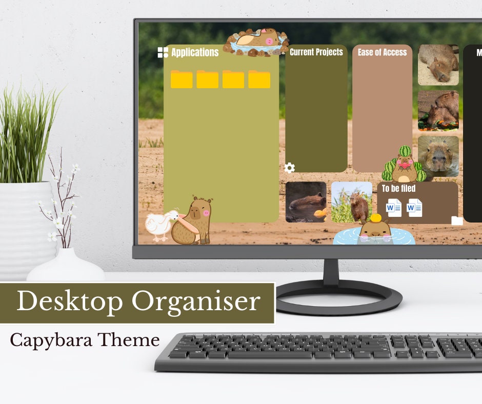 Capybara Theme Desktop Wallpaper Organiser. for - Etsy