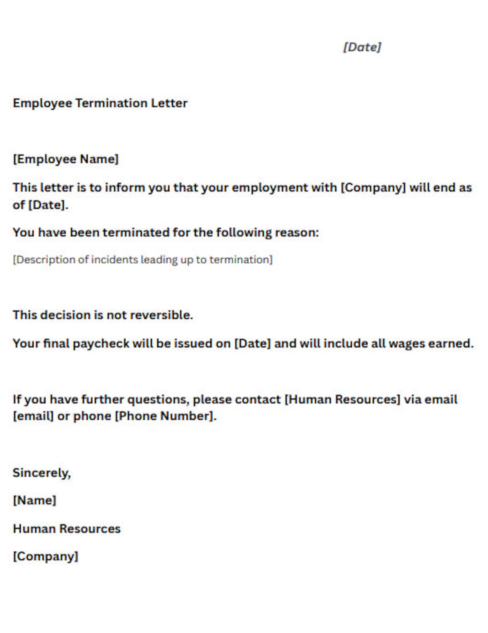 Termination Letter, Letter of Termination, Notice of Termination ...