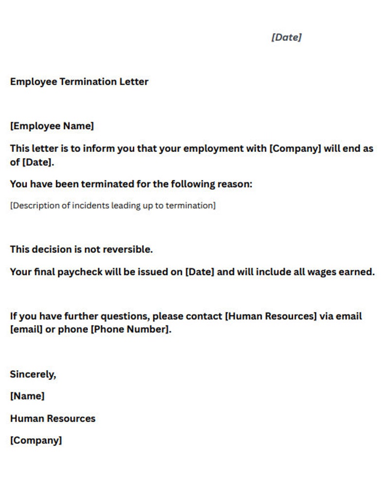 Termination Letter, Letter of Termination, Notice of Termination ...
