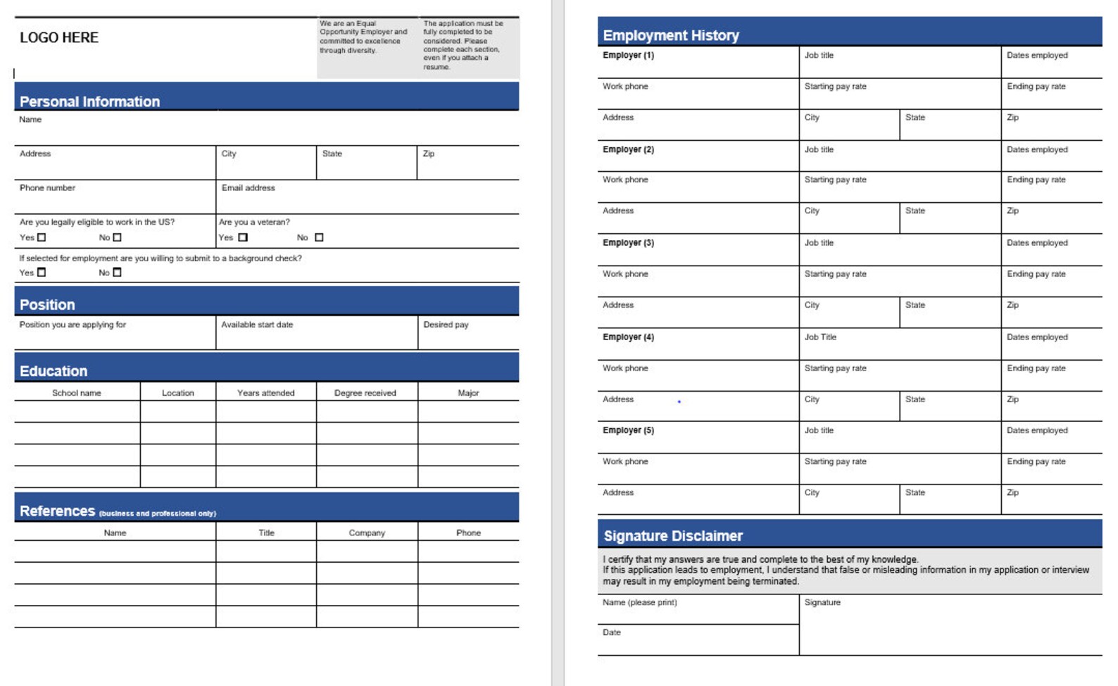 Job Application, Editable Job Application, Employee Application, New ...