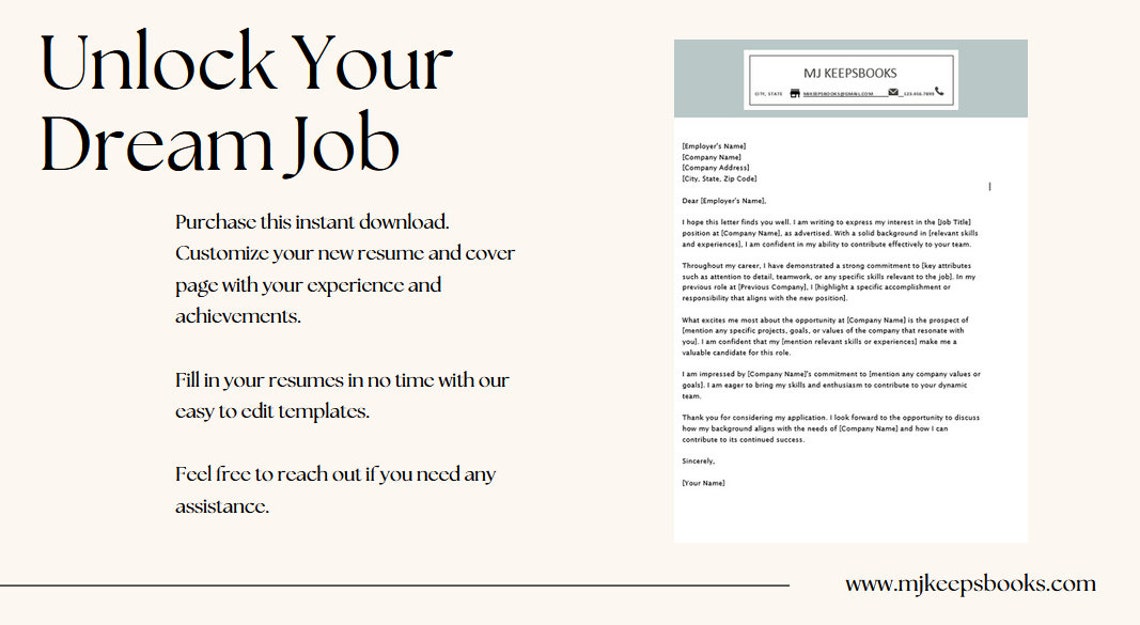 Resume Cover Page Template Word ATS Friendly Pages Google - Etsy