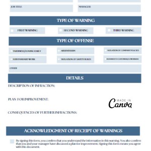 Employee Write up Form, Editable Employee Write Up, Write up Form, Hr ...