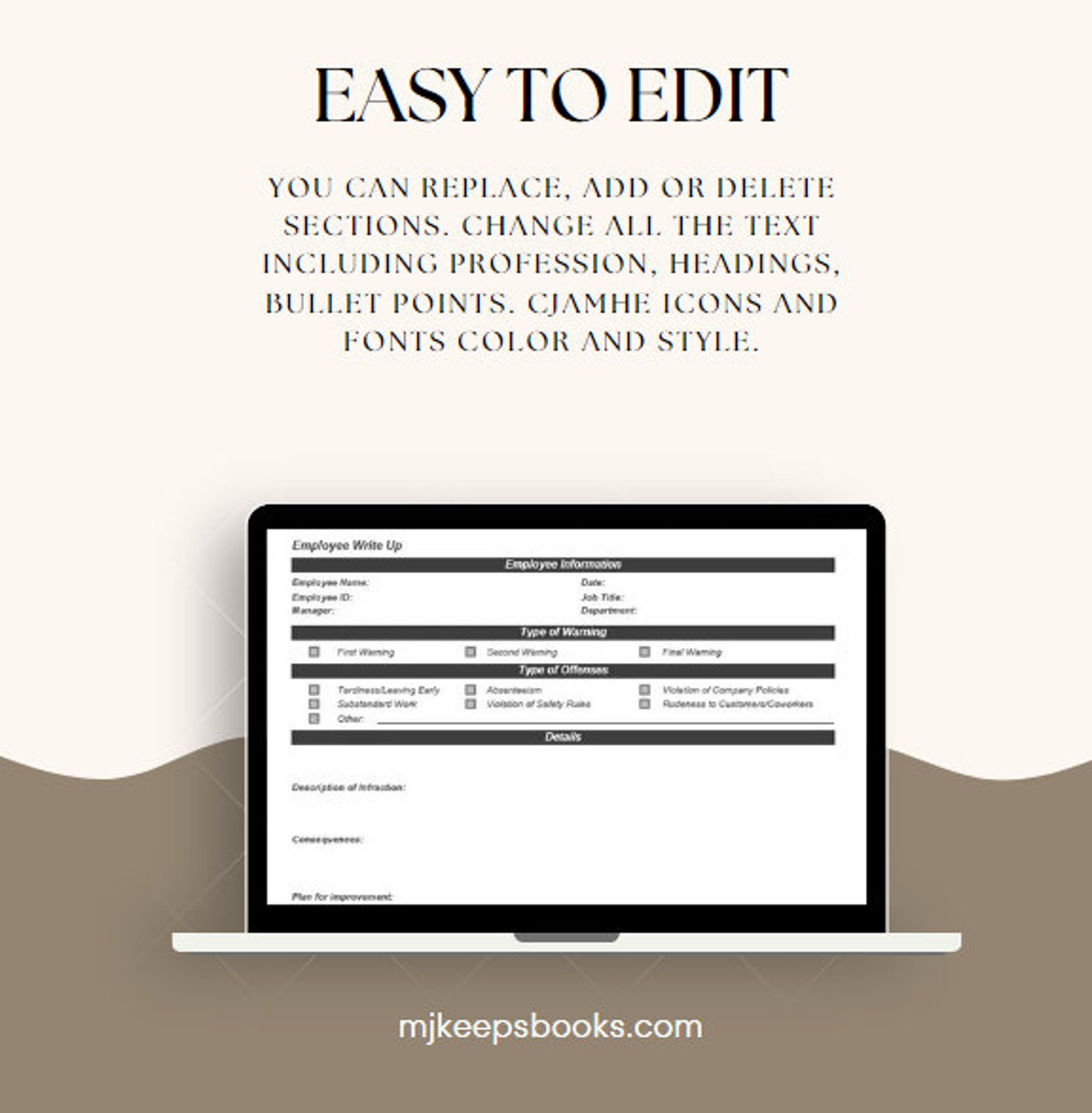 Employee Write up Form, Editable Employee Write Up, Write up Form ...