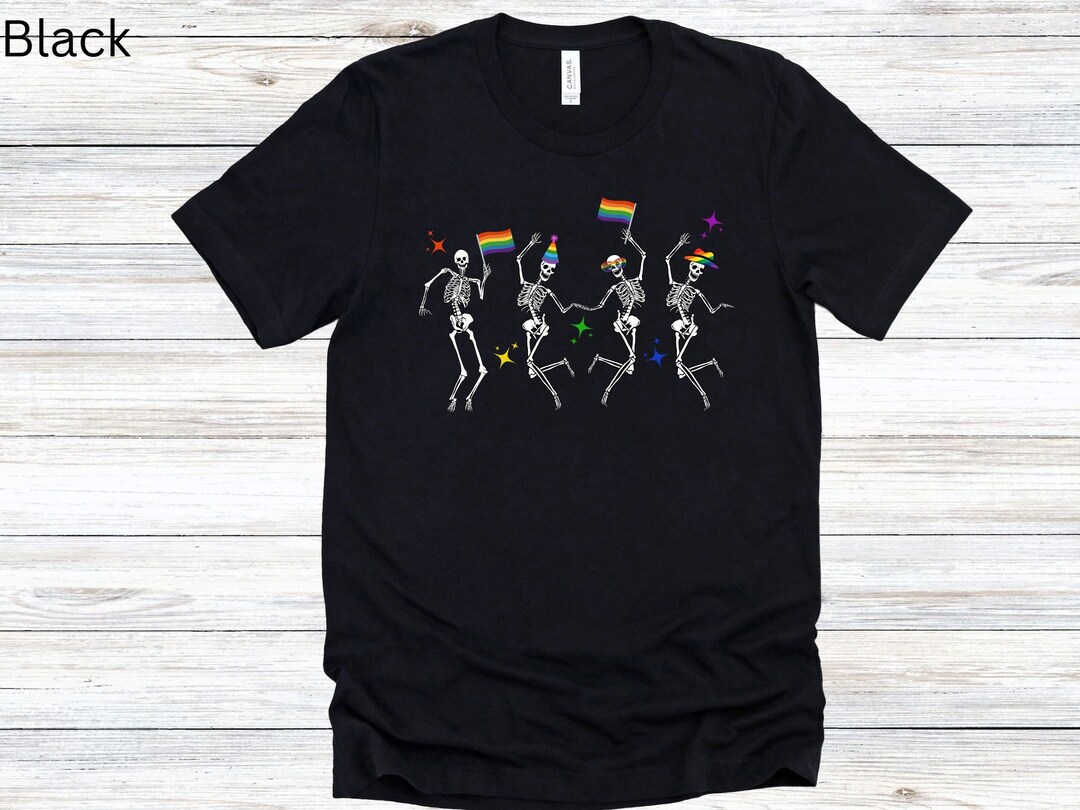 Dancing Skeletons Rainbow Pride Shirt, Pride Parade Shirt, Rainbow Gay Pride Outfit, Proud LGBTQ ...