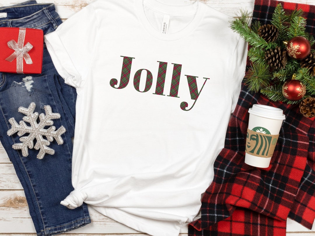 Plaid Jolly Christmas Tshirt, Festive Holly Jolly Shirt, Matching Plaid ...