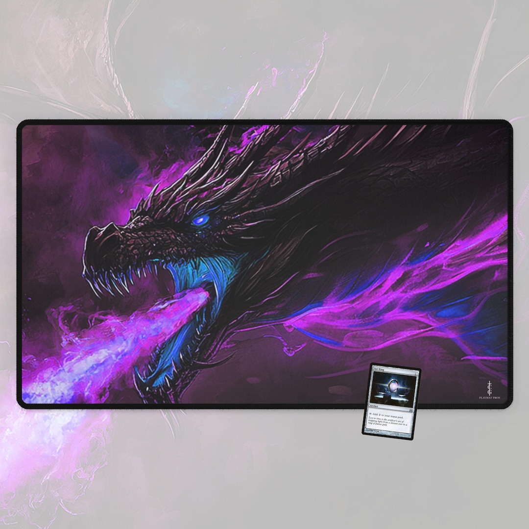 Purple Fire Dragon TCG Playmat and Gaming Mousepad, With MTG Zones - Etsy