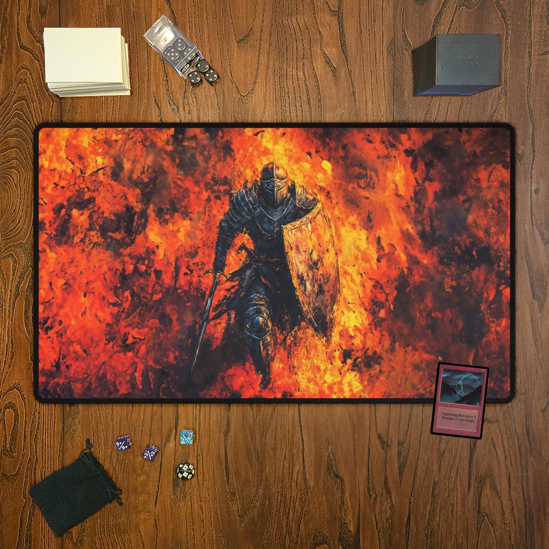 Knight in Flames, Custom Art, Fan Art, MTG Alter, TCG Playmat, Gift for ...