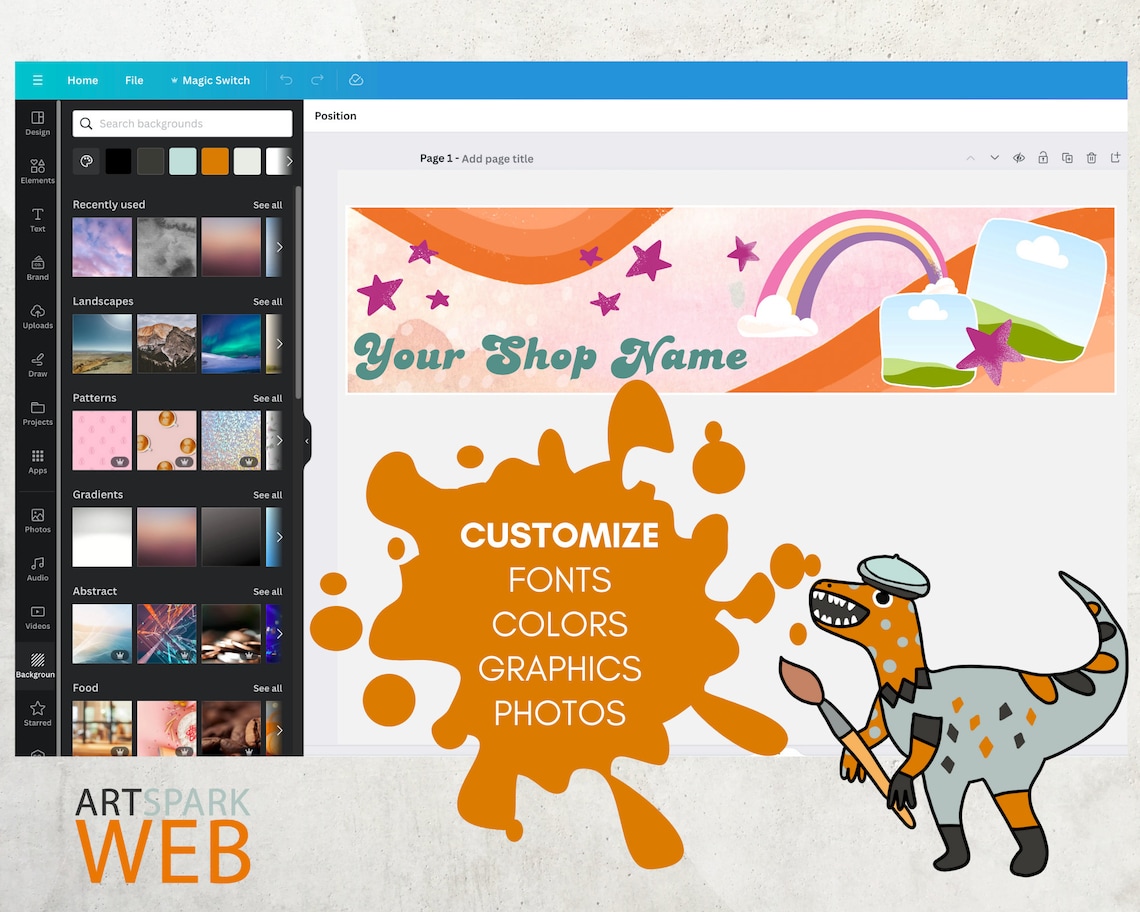 Groovy Editable Etsy Shop Banner Canva Template Digital Download Etsy ...