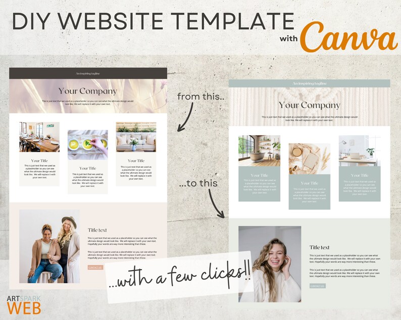 One Page Website Media Kit Template Sales Funnel Canva Landing Page ...