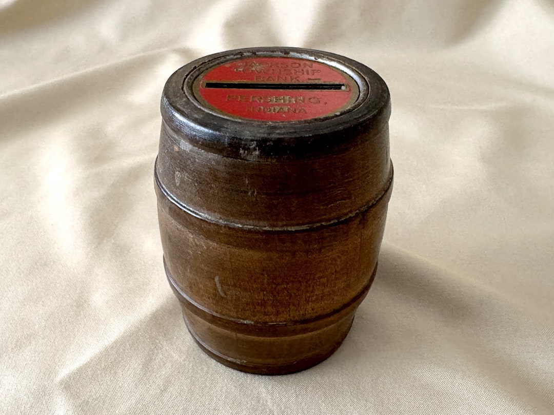 Small Wooden Barrel Coin Bank Novelty Promotional Advertisement Jackson ...