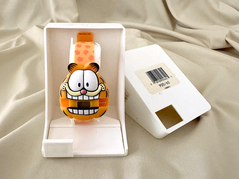 80s Garfield Interactive Face Quartz Digital Wristwatch in Orange by ...