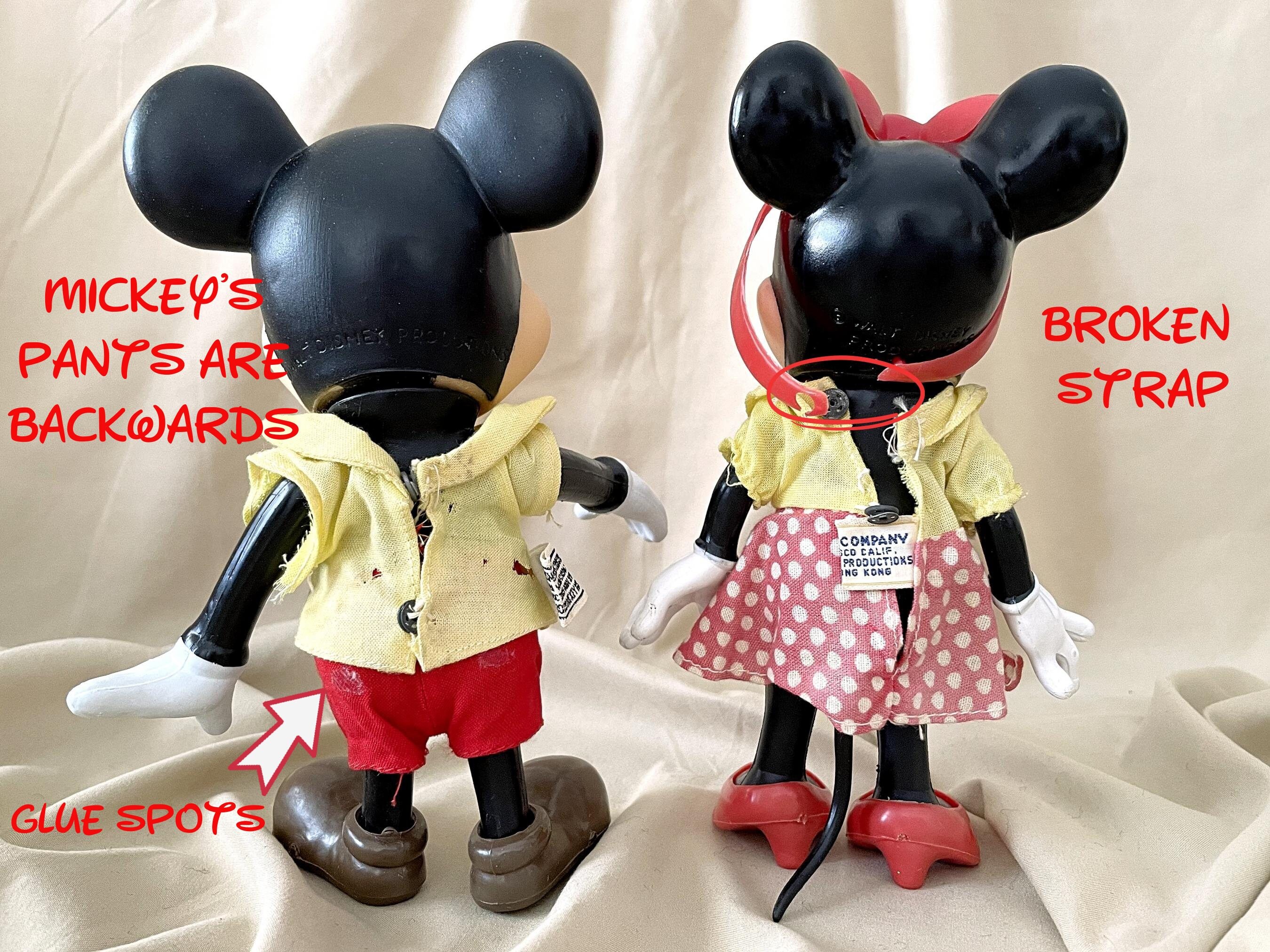 Vintage 60s Dakin Disney Mickey Minnie Mouse Rubber Figurine Dolls ...
