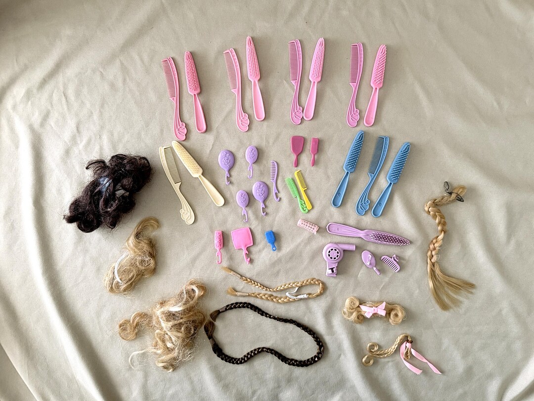 Lot Genuine Barbie Brushes, Combs, Vanity Tools, Wigs & Hair Pieces by ...