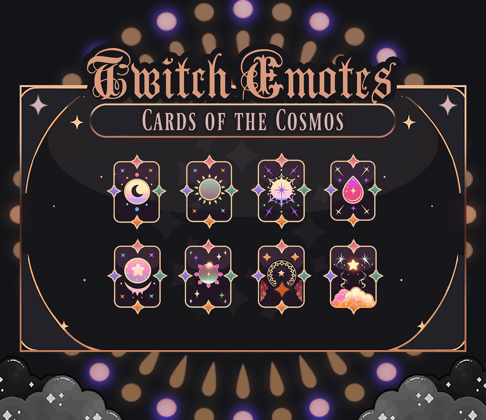 Celestial Tarot Card Twitch Emotes: Dark Cosmos Streaming Badges (PNG ...