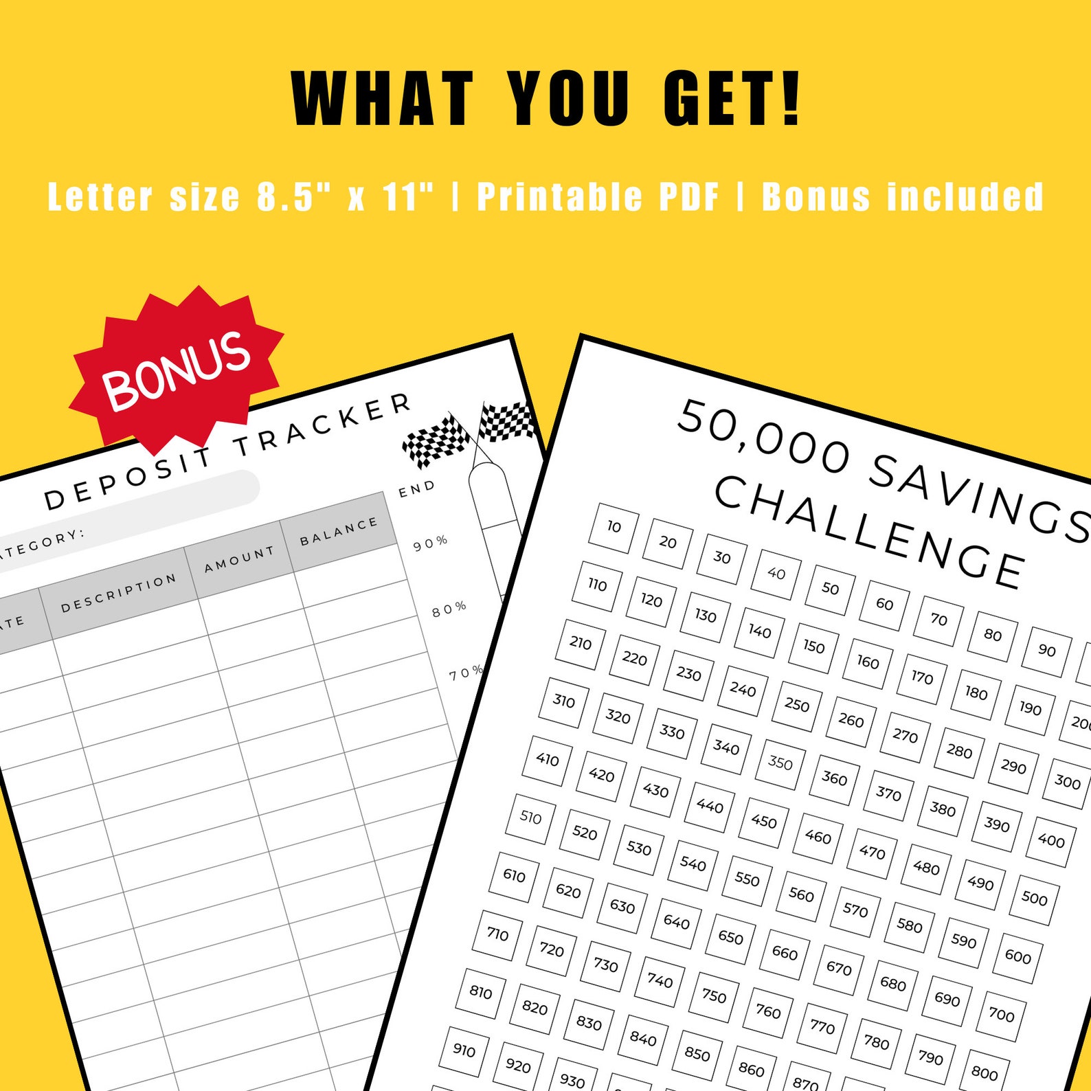 50K Savings Challenge, 50K Challenge, Savings Tracker, 50000 Savings ...