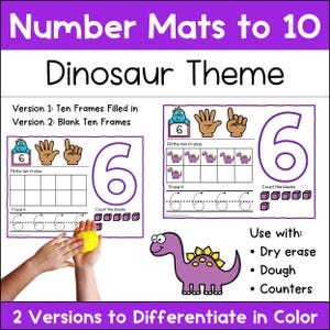 Dinosaur Ten Frame Playdough Number Mat 1-10 Printable | Counting ...