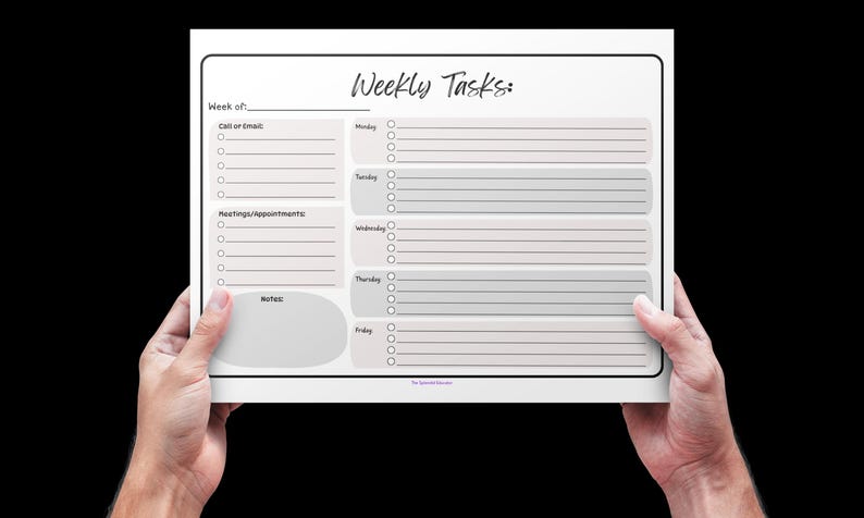 Weekly Tasks Planner Black and White | Monday–friday Layout | Digital ...