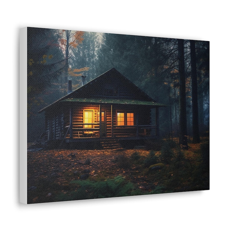 Canvas Wall Art, Rustic Cabin in the Woods Decor, Nature Landscape ...