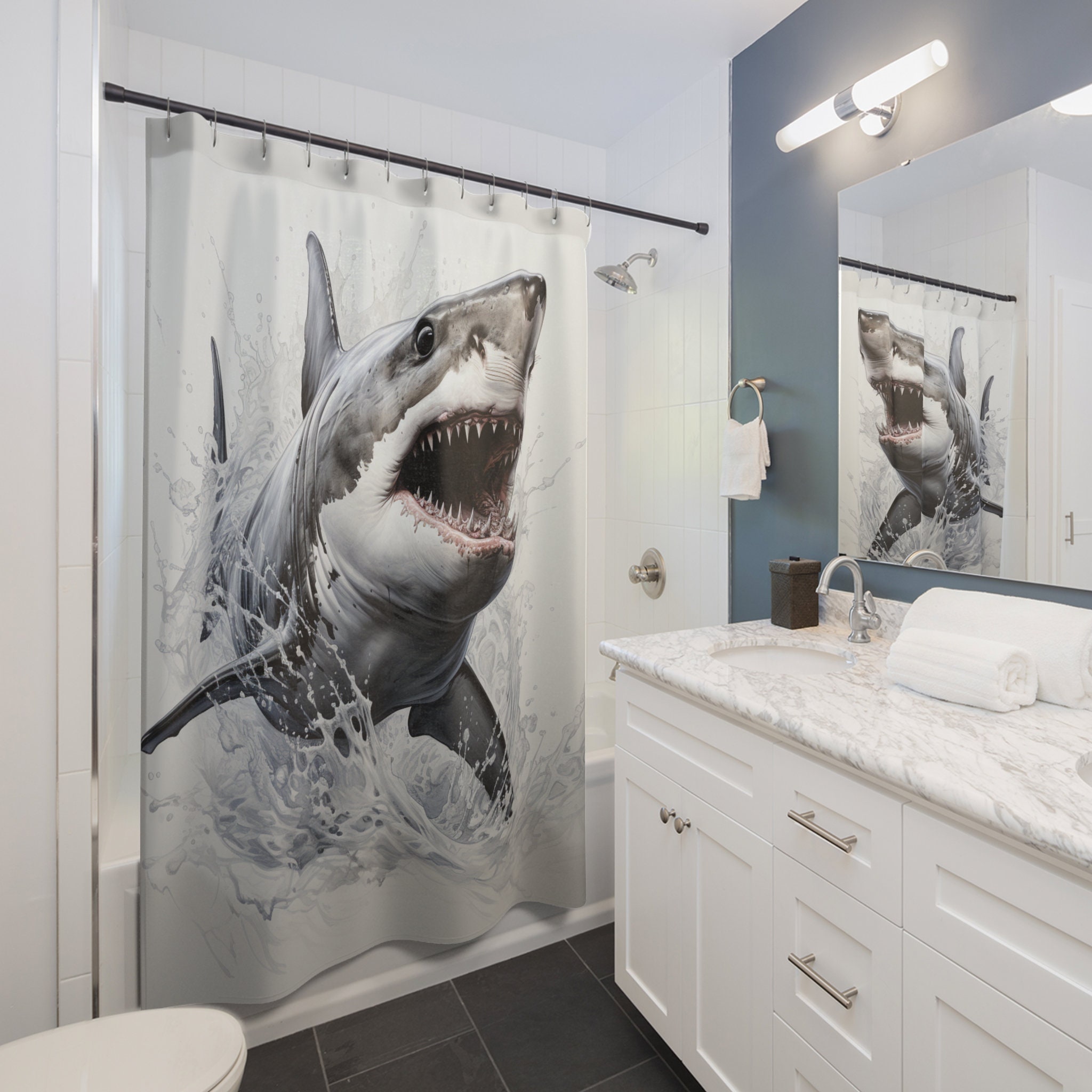 Great White Shark Shower Curtain - Etsy