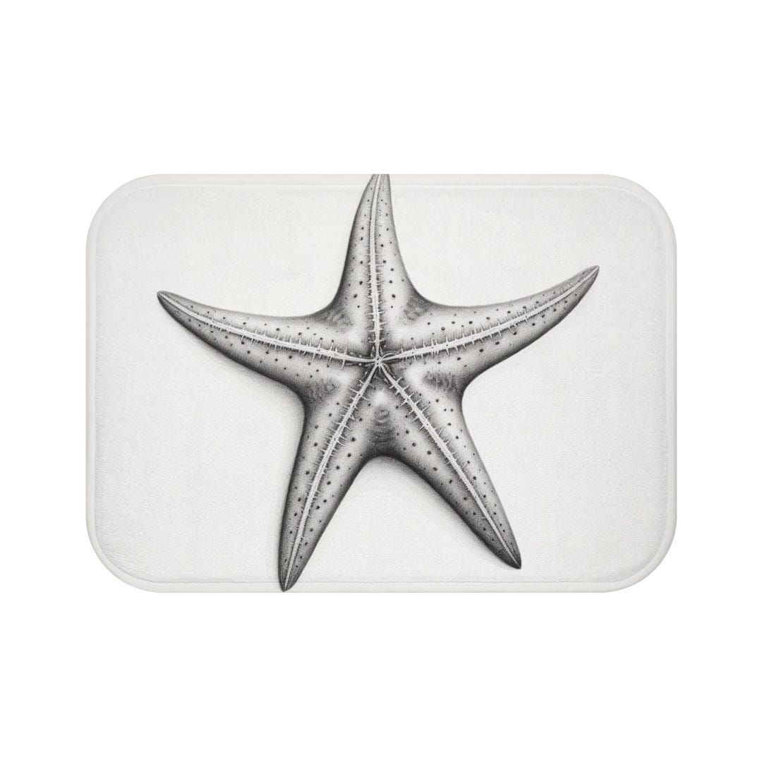 Starfish Bath Mat - Coastal Bathroom Decor, Nautical Rug, Ocean Beach ...