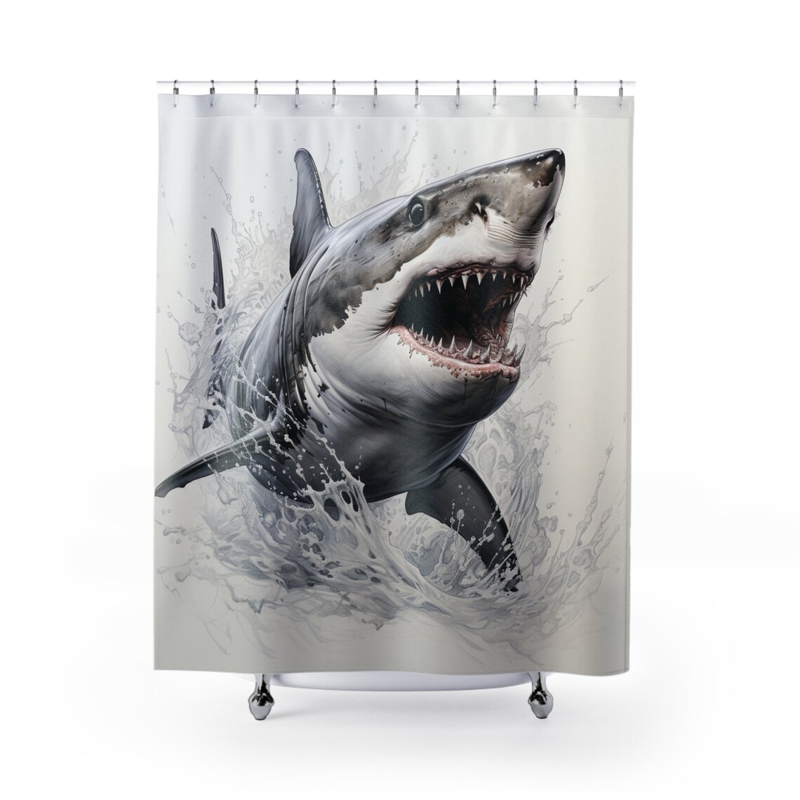Great White Shark Shower Curtain - Etsy