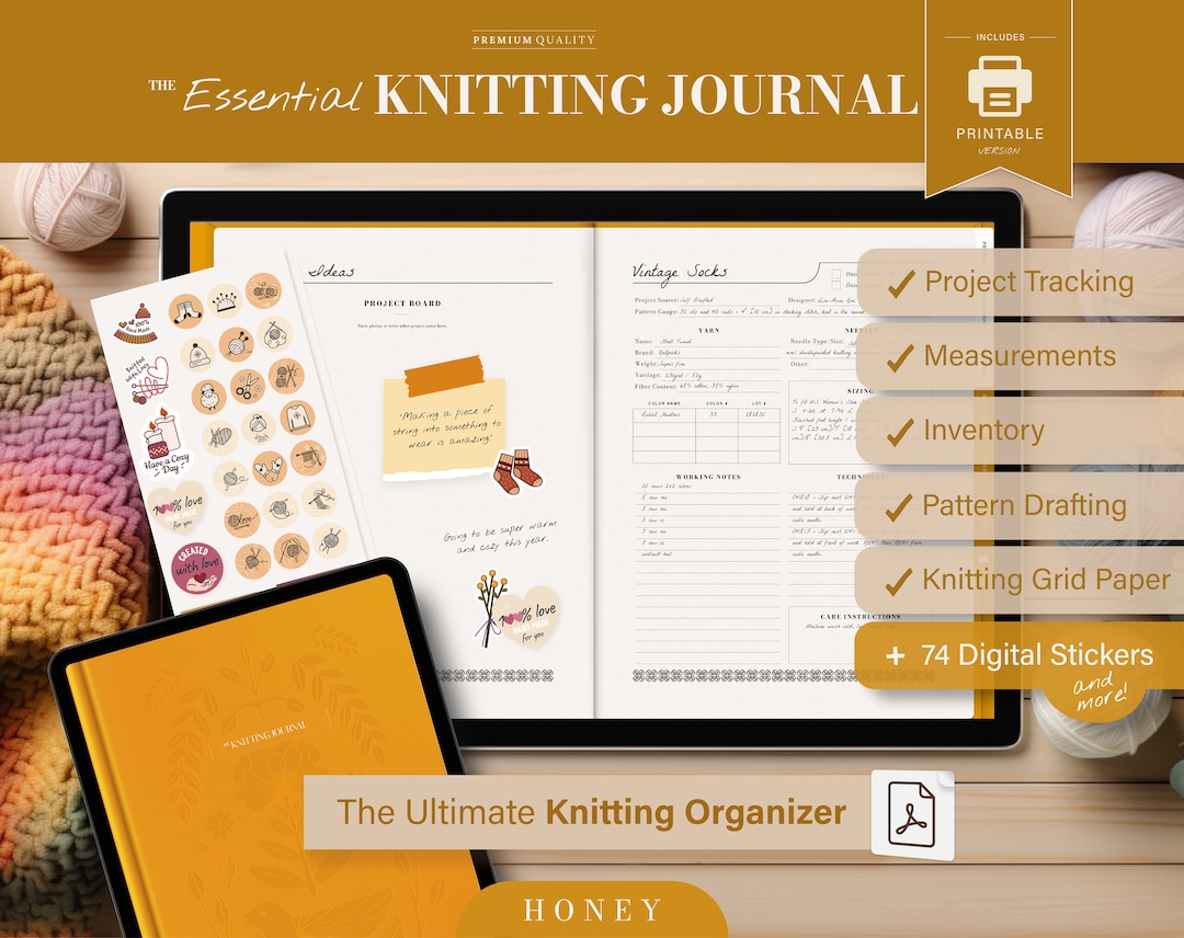 The Essential Knitting Journal | PDF Digital Planner for Knitting ...