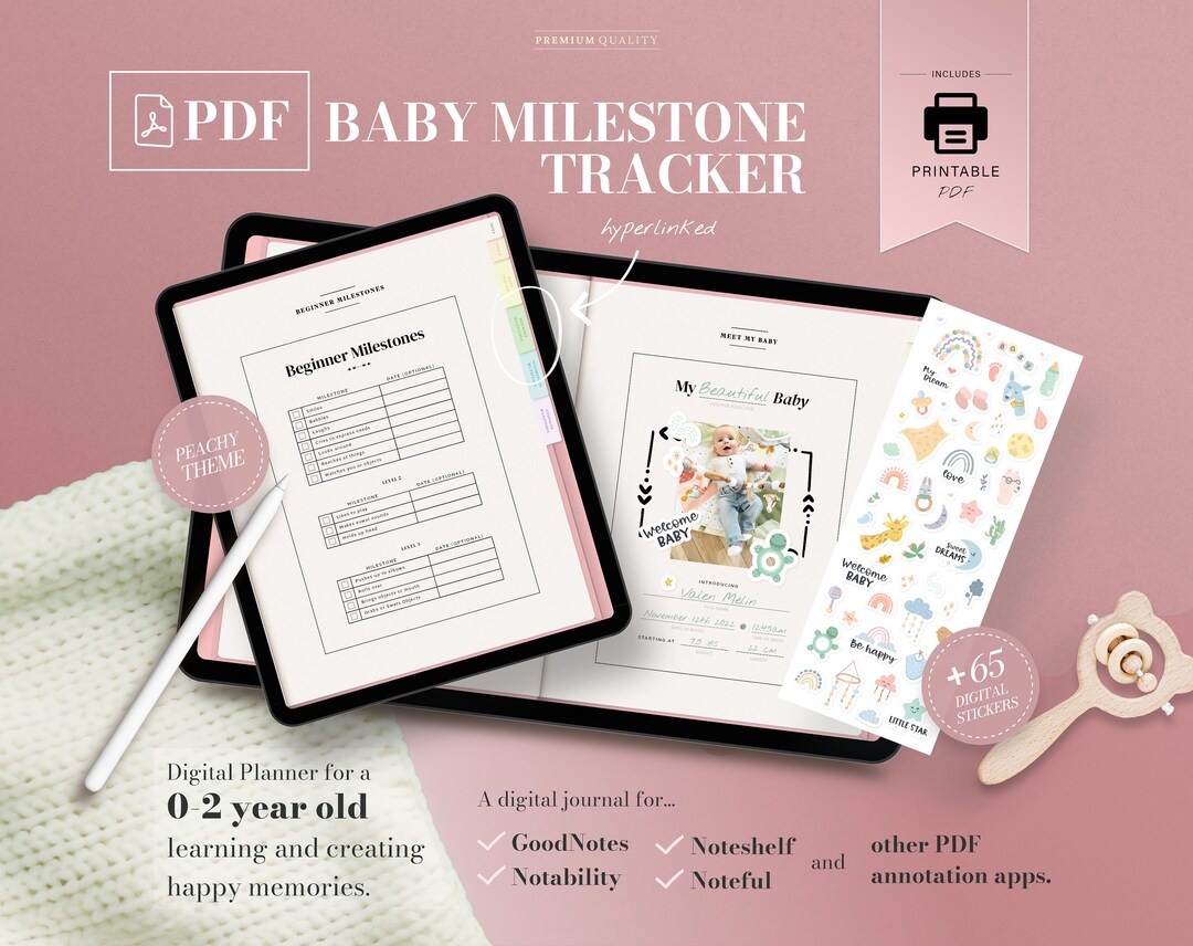 Baby Milestone Tracker: Digital Planner, Activity Planner, Pretty ...