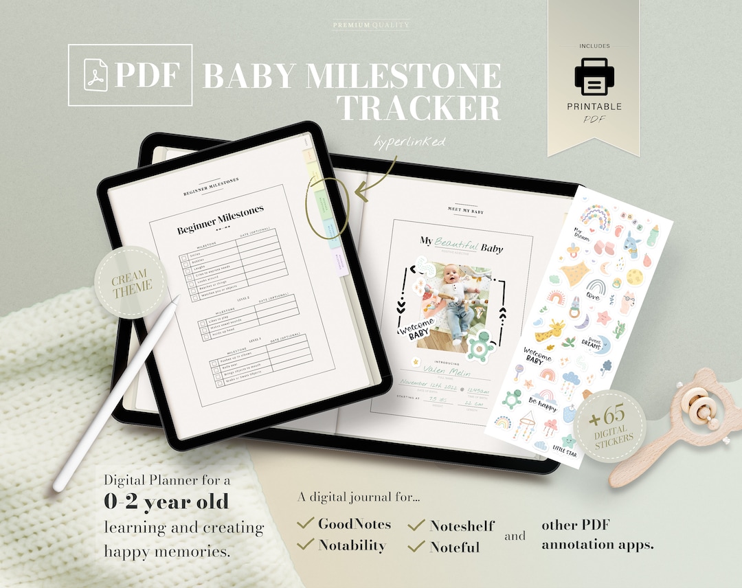 Baby Milestone Tracker | Digital Planner for Baby Learning, Activity ...