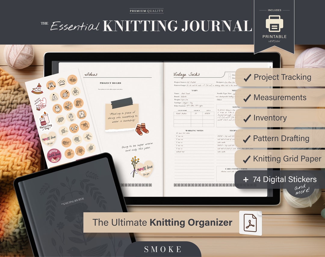 The Essential Knitting Journal | PDF Digital Planner for Knitting ...