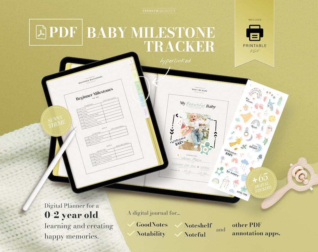 Baby Milestone Tracker | Digital Planner for Baby Learning, Activity ...