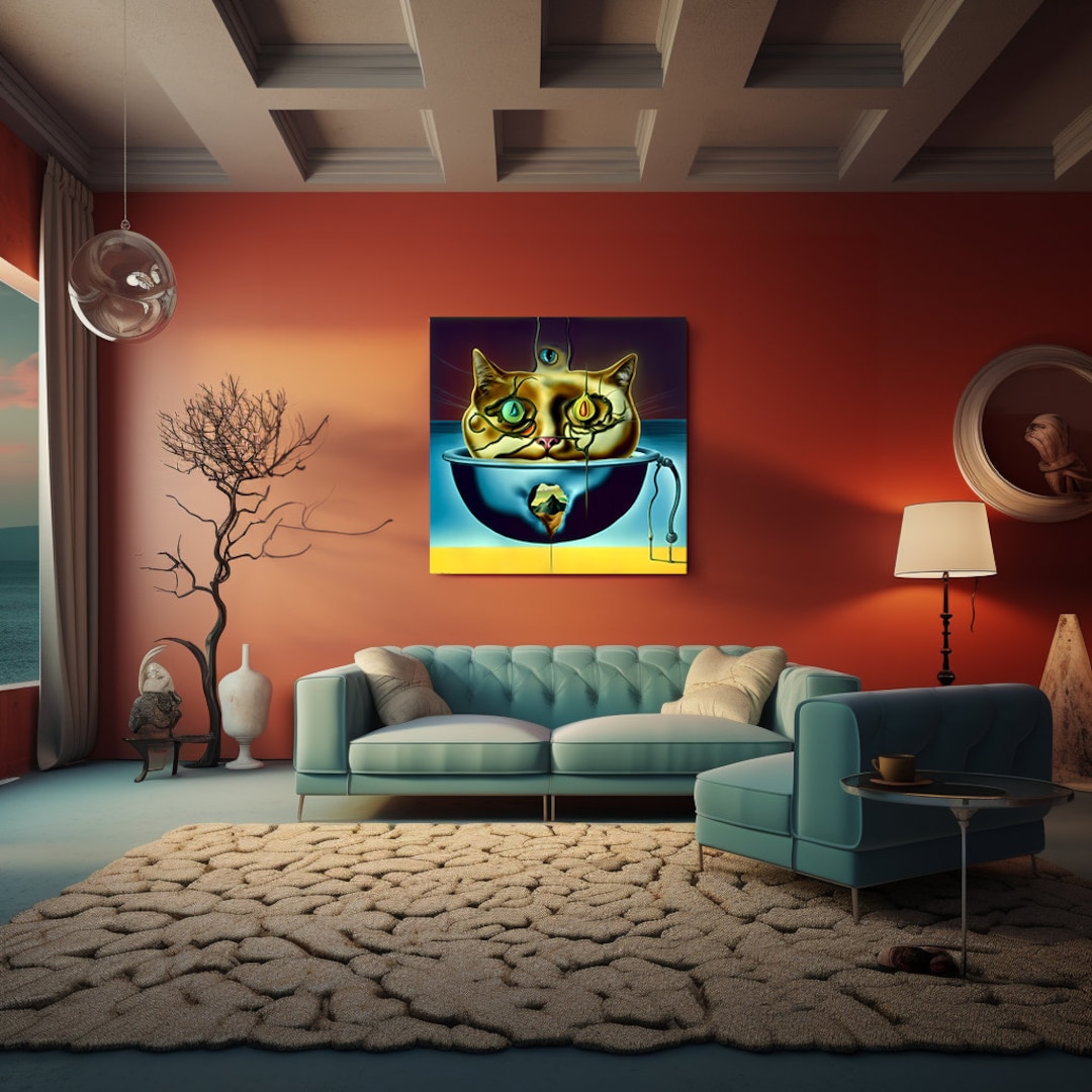 Surrealist Cat Canvas Art, Third Eye Feline Print - Etsy