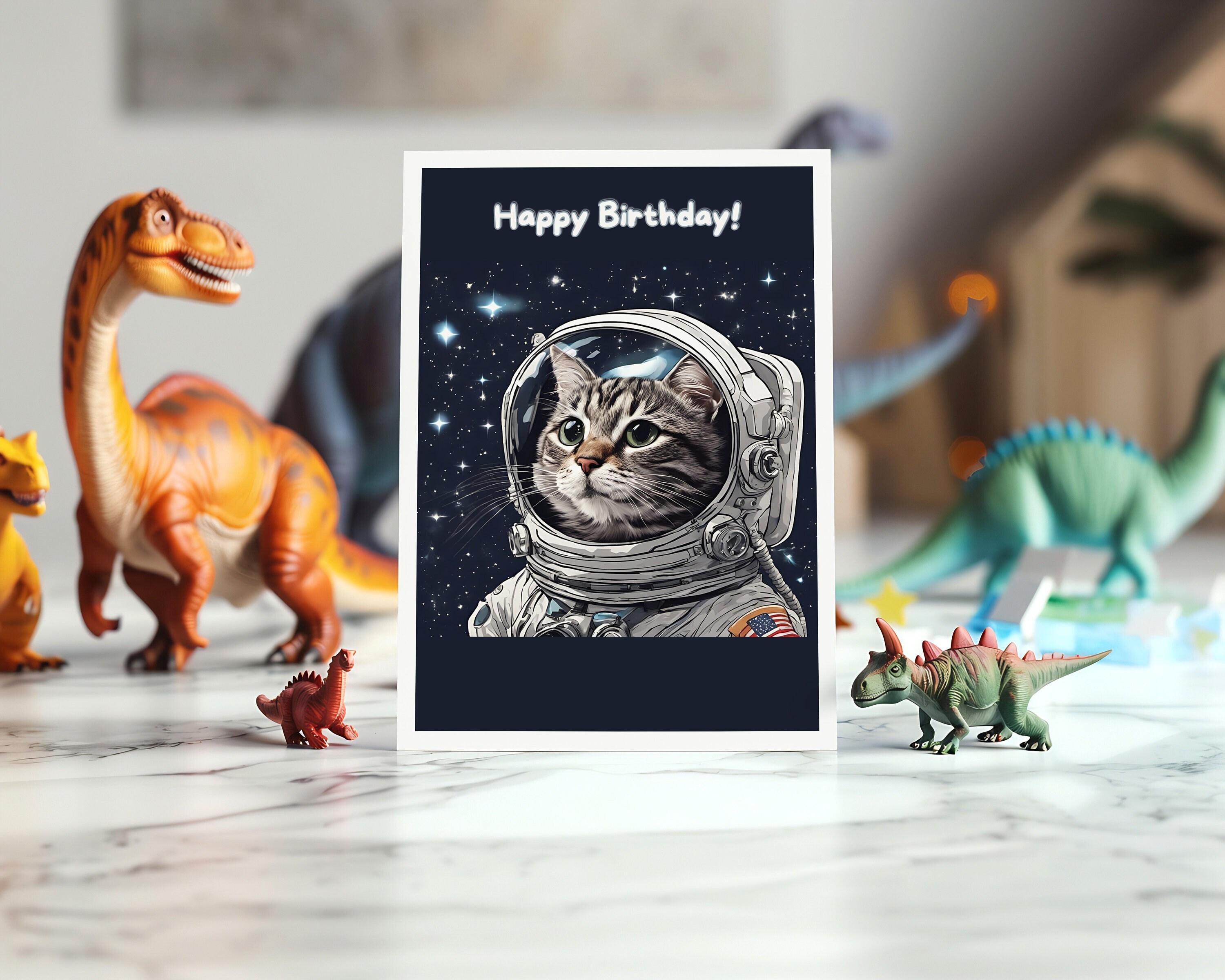 Funny Kids Birthday Card With Space Cat - Unique Greeting for Your ...