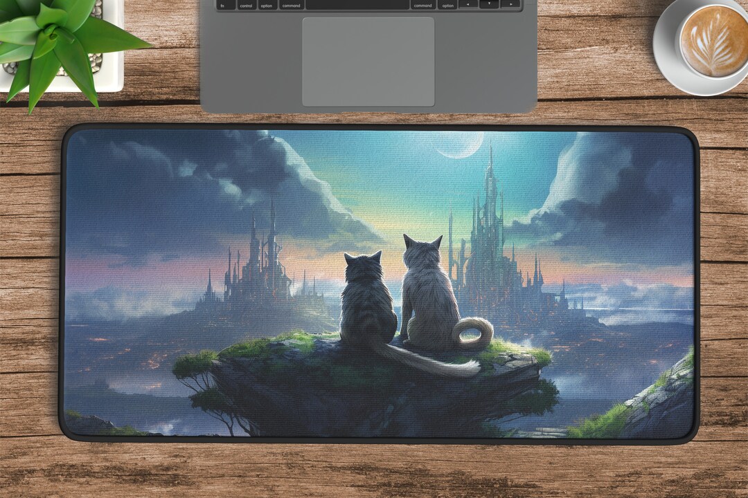Grey Cats Desk Mat Industrial Vision of the Future - Mouse Pad for ...