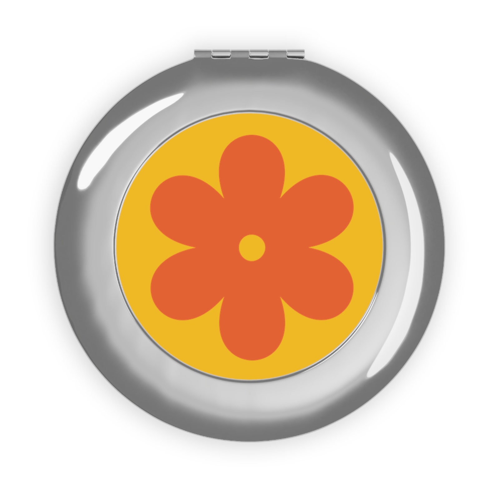 Retro Compact Travel Mirror 60s 70s Orange Yellow Daisy Flower - Etsy
