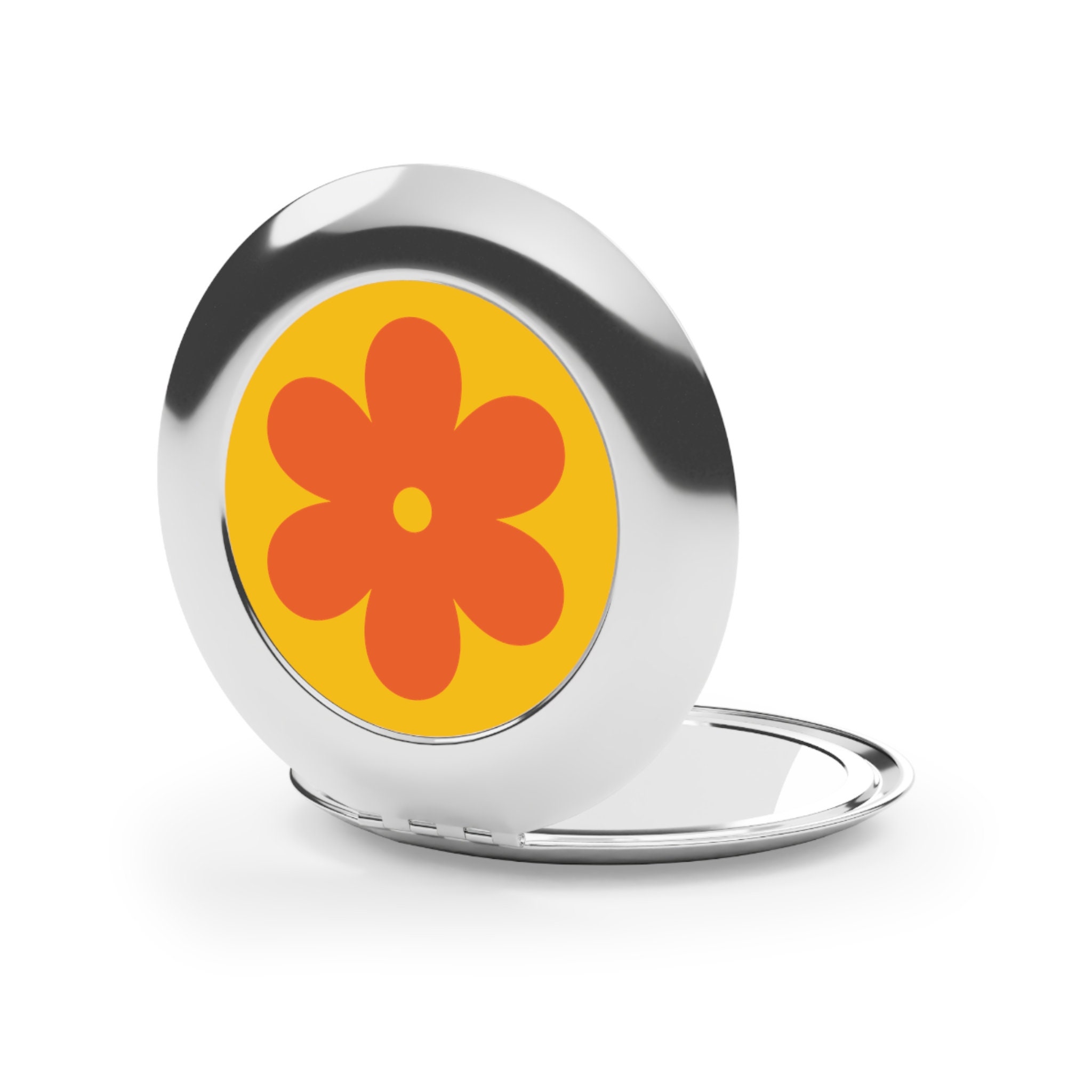 Retro Compact Travel Mirror 60s 70s Orange Yellow Daisy Flower - Etsy
