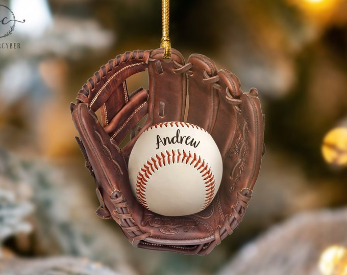 Personalized Baseball Ornament, Baseball Glove Christmas Flat Printed ...