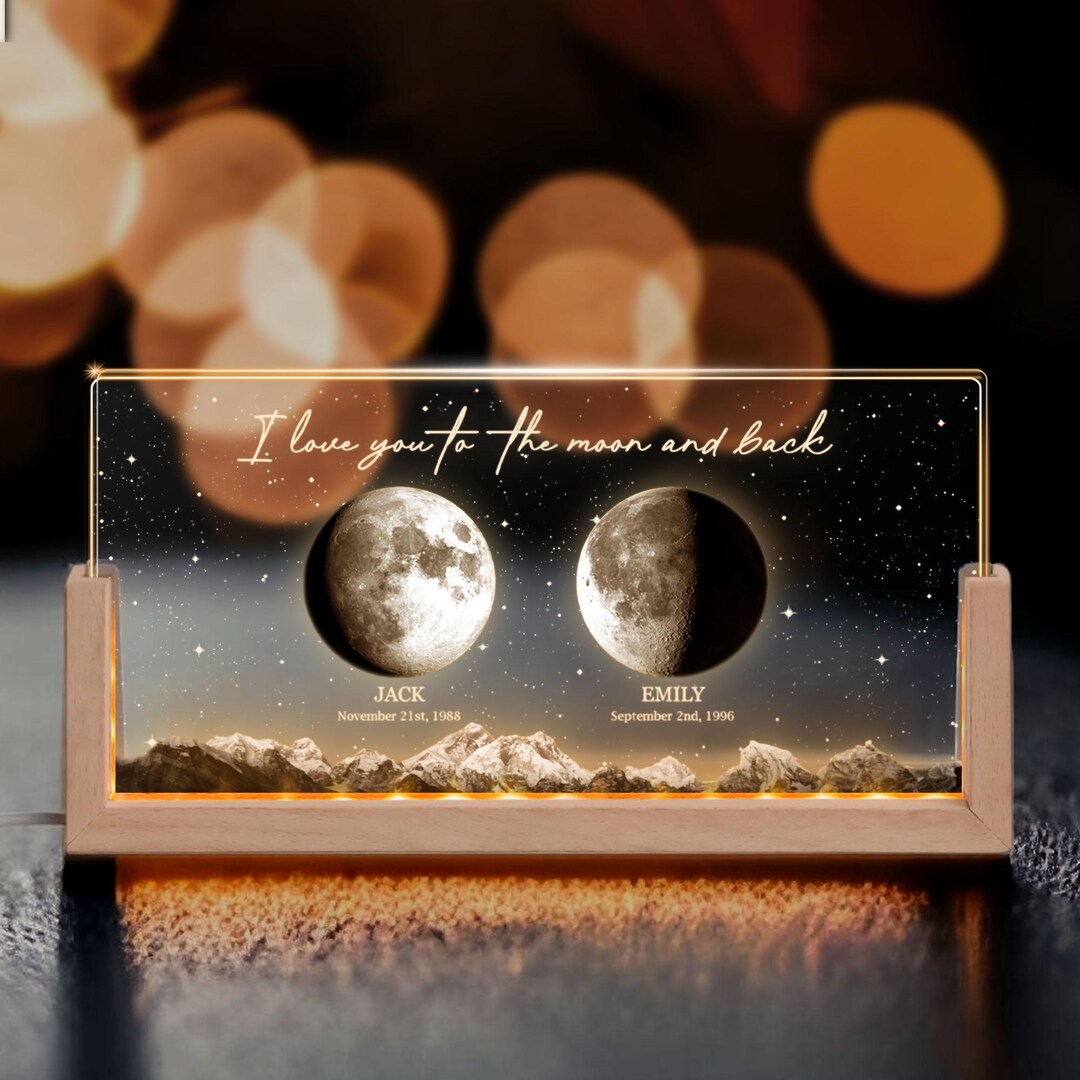 Custom Birth Moon Phase Gift, Personalized Engagement Moon Phase by ...