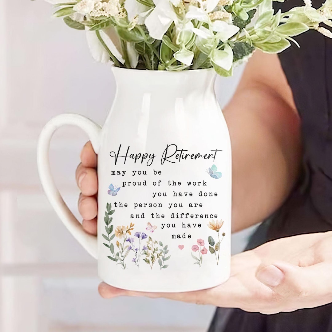 Retirement Ceramic Flower Vase, Happy Retirement Flower Vase ...