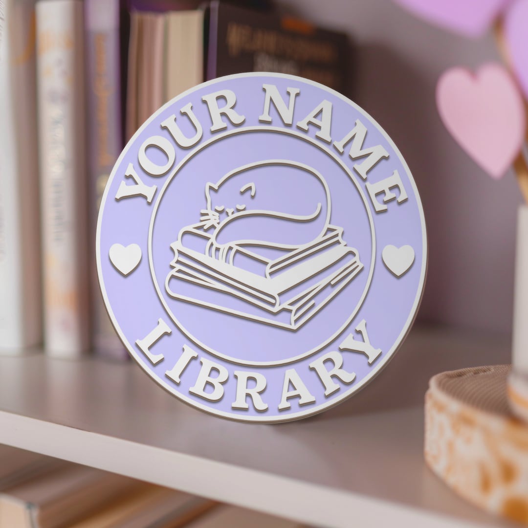 Personalized Library Sign Custom Book Decor Color 3D Printed Bookish ...